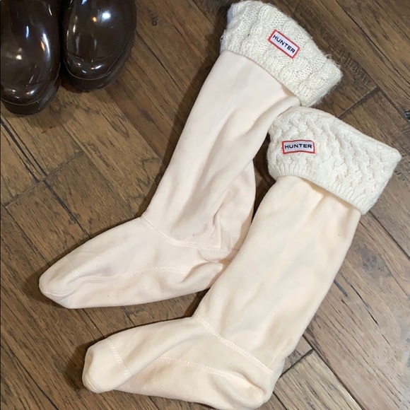 Hunter | Accessories | Hunter Cable Knit Welly Boot Socks Womens Medium ...